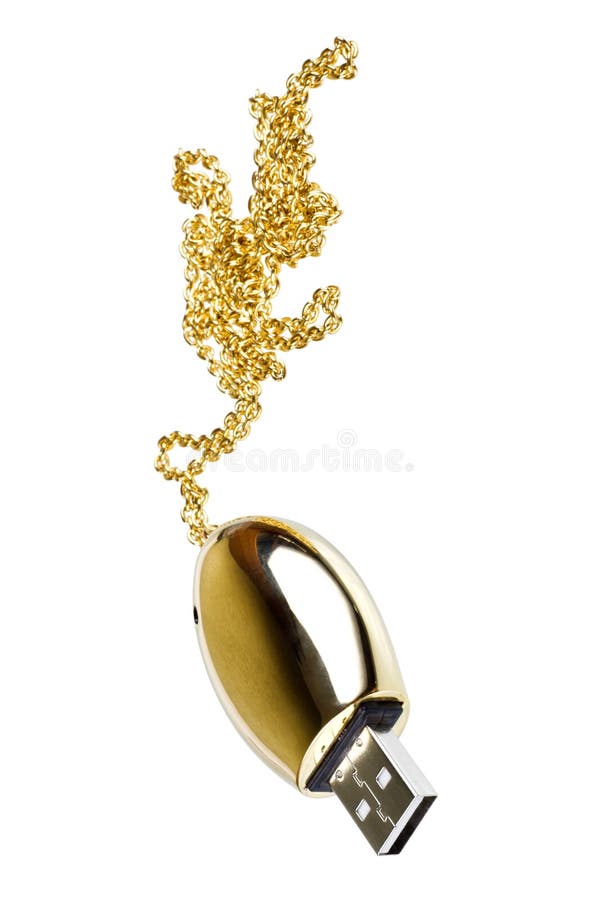 Golden USB Memory Stick stock photo. Image of gold, folder - 123422