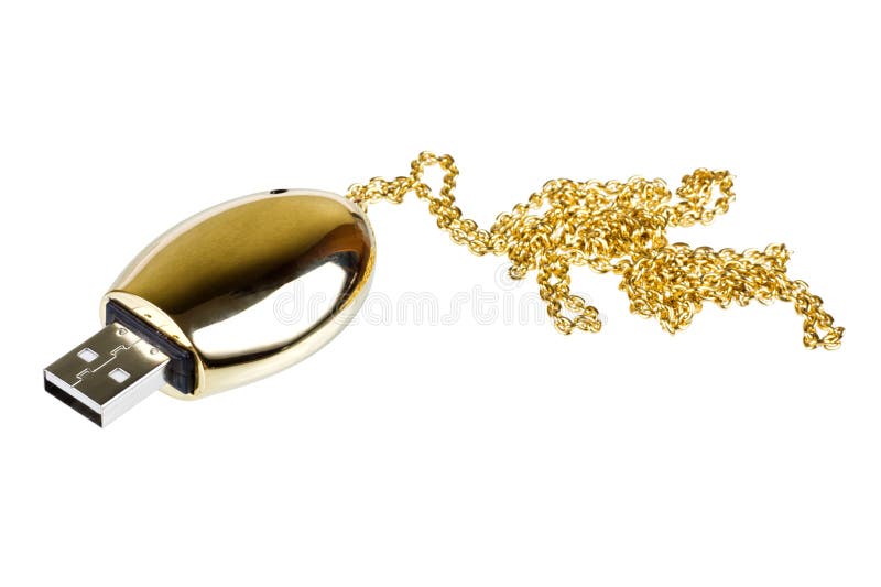 Golden USB memory stick stock photo. Image of background - 24673988