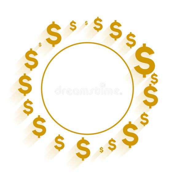 Golden USD Dollar Currency Icon Circular Frame with Text Space Stock ...