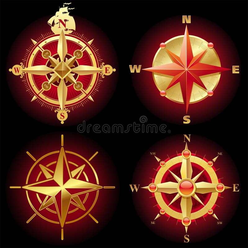 Golden vector compass rose stock vector. Illustration of gold - 13408041