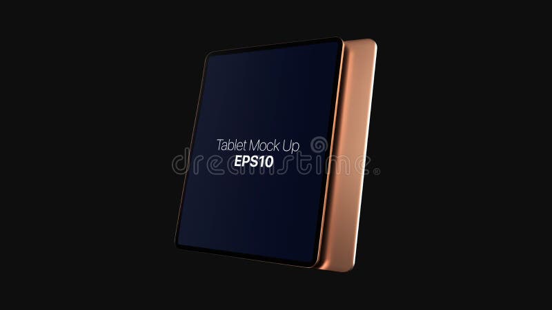 Golden Vector Digital Tablet Mock Up Isolated on Black Background ...