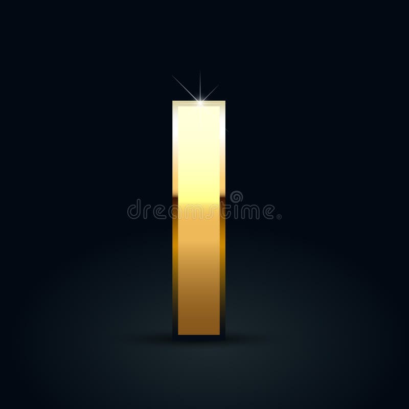 Golden Vector Letter I Uppercase Isolated on Black Background Stock ...