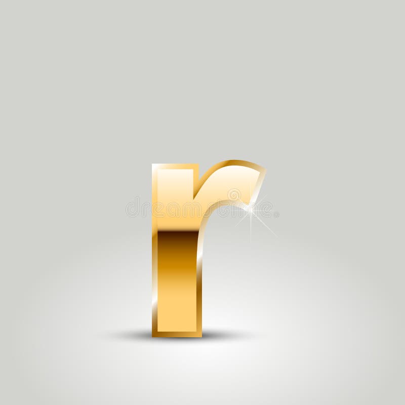 Golden Vector Letter R Lowercase Isolated on White Background Stock ...