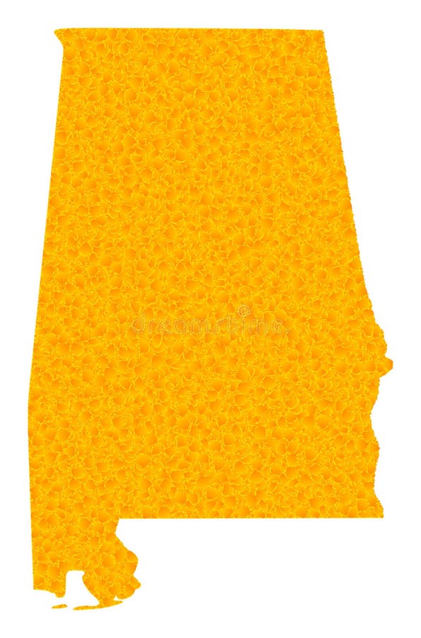 Golden Vector Map of Alabama State Stock Vector - Illustration of ...