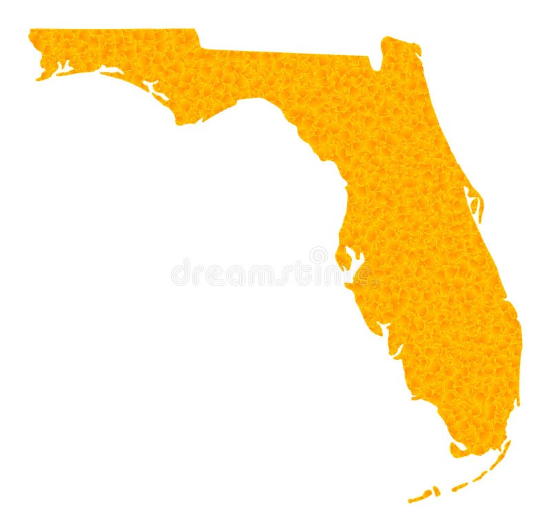 Golden Vector Map of Florida State Stock Vector - Illustration of ...