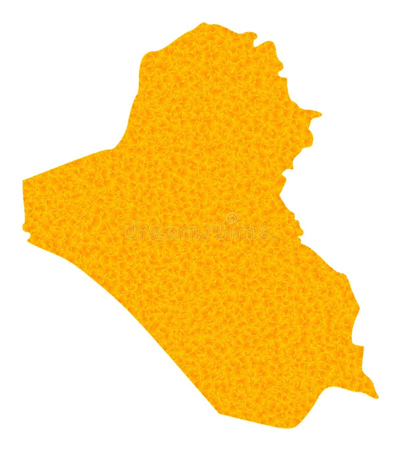 Golden Vector Map of Iraq stock vector. Illustration of golden - 238901615