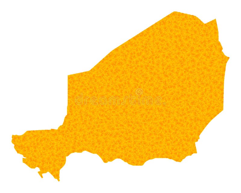 Golden Vector Map of Niger stock vector. Illustration of vector - 238902675