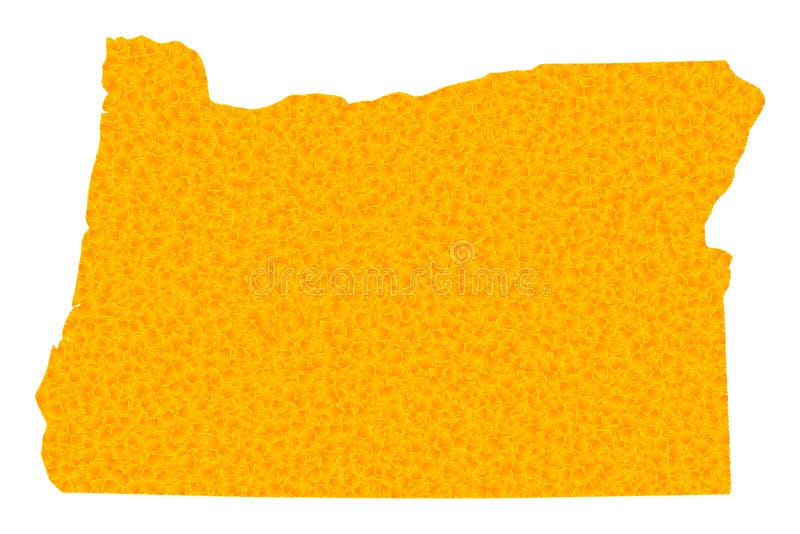 Golden Vector Map of Oregon State Stock Vector - Illustration of relief ...