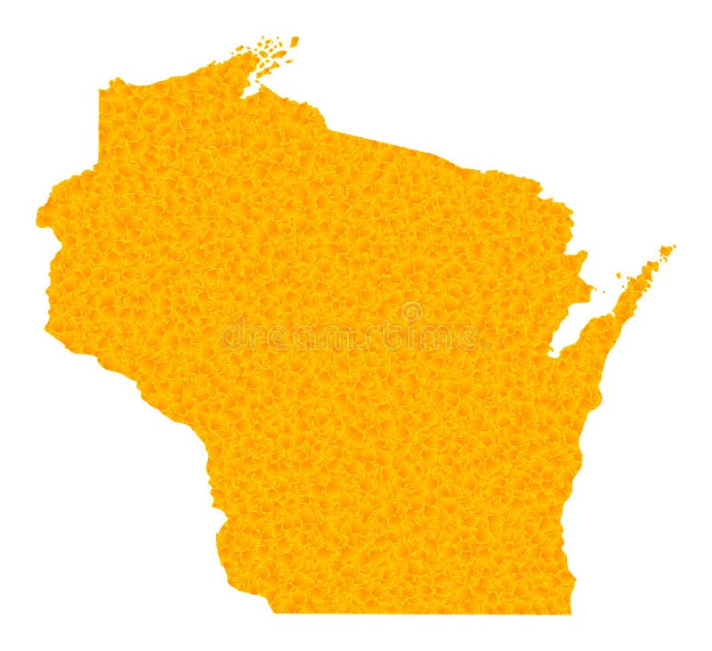 Golden Vector Map of Wisconsin State Stock Vector - Illustration of ...