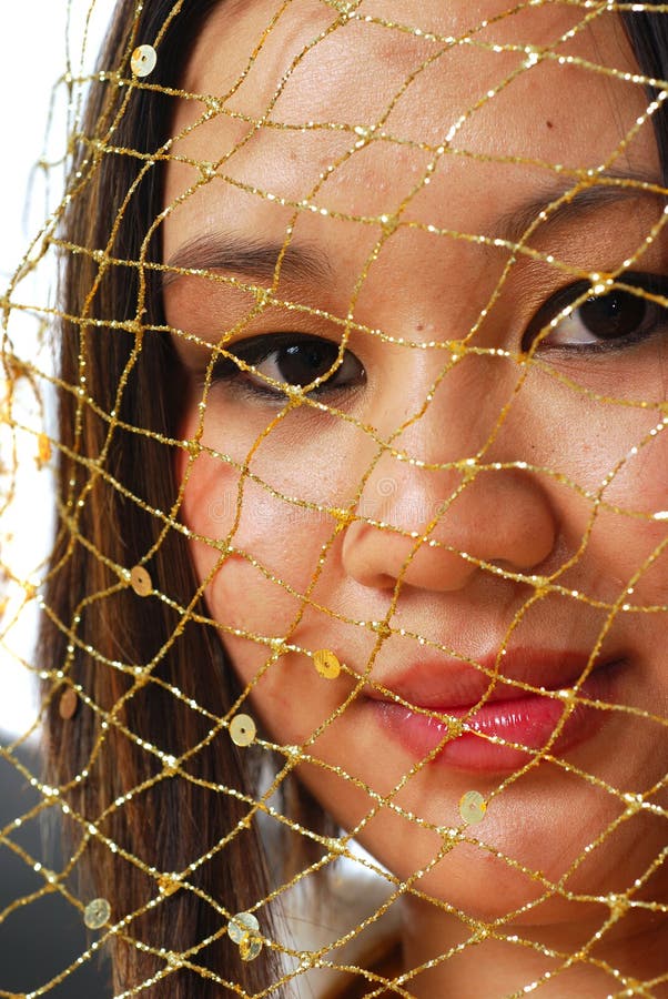 Golden Veil stock image. Image of adult, golden, look - 7463213