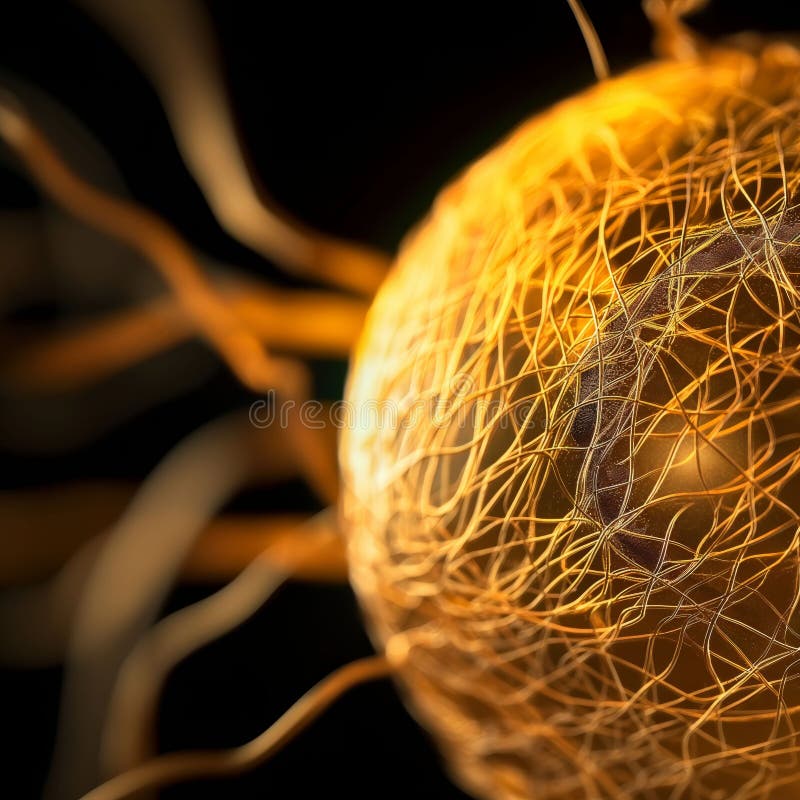 Golden Veils: a Celestial Cell in the Nexus of Light and Shadow Stock ...