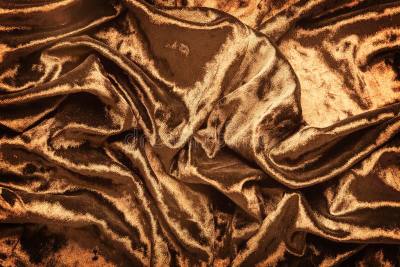 Golden Velvet Fabric Folded Background Stock Photo - Image of pattern ...