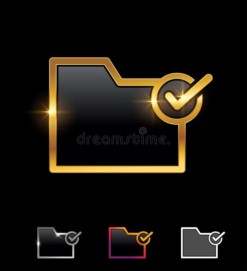 Golden Verified Folder Sign Stock Vector - Illustration of mark ...