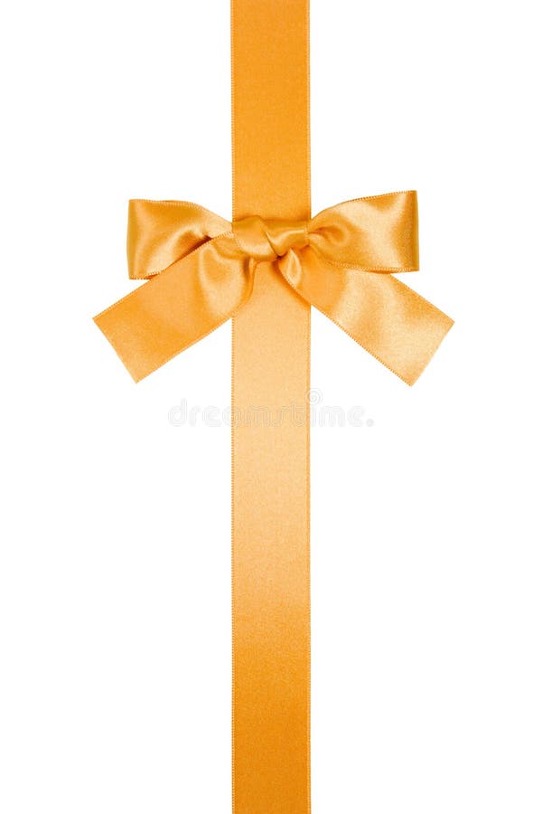 Golden Vertical Ribbon with Bow Stock Image - Image of christmas, satin ...