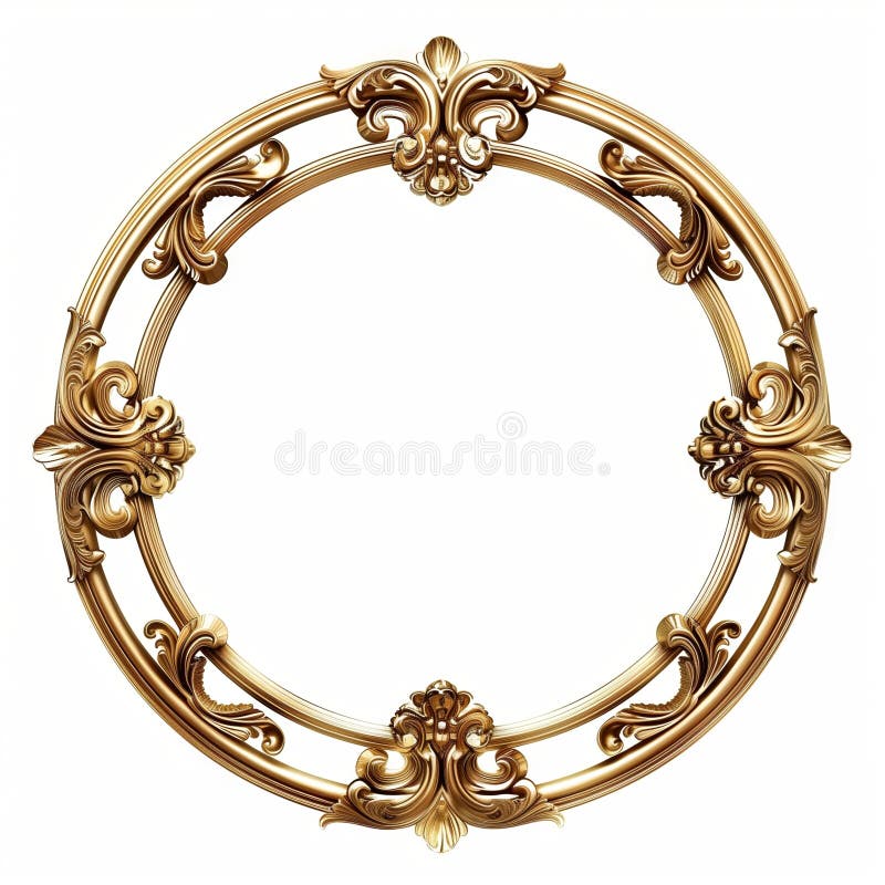 Golden Vintage Circle Frame with Decorative Elements Stock Illustration ...