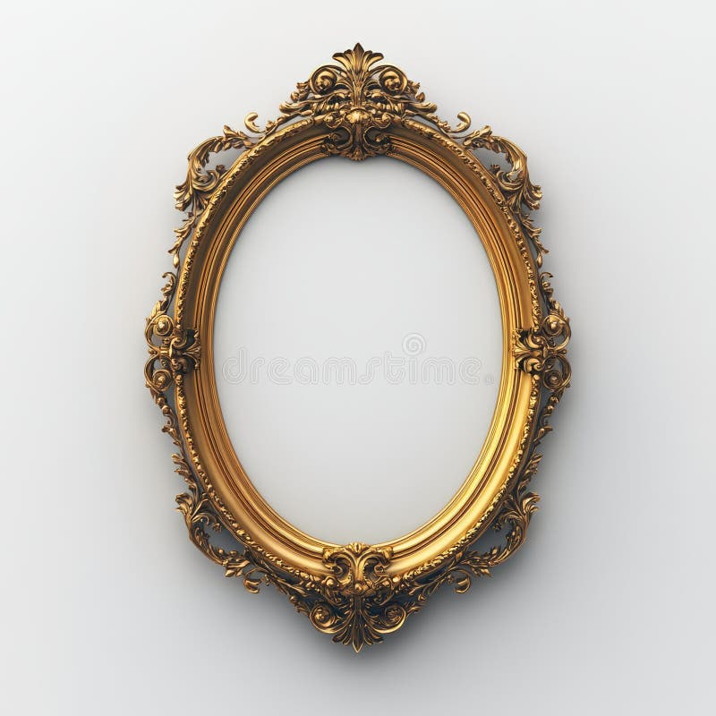 A Golden Vintage Circular Frame, Set Against a Clear Background Stock ...
