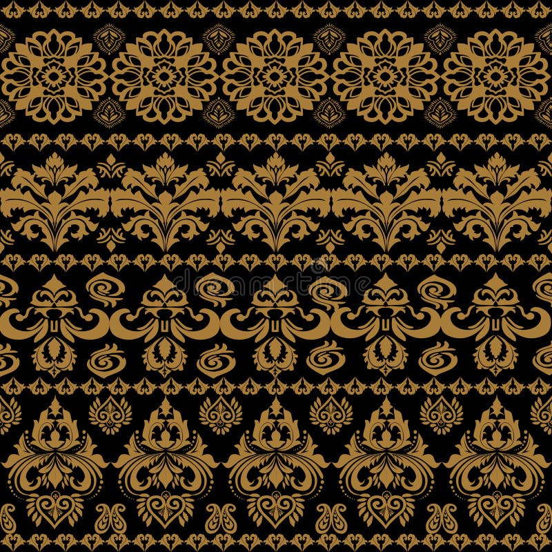Golden Vintage Damask Pattern Collection Stock Vector - Illustration of ...