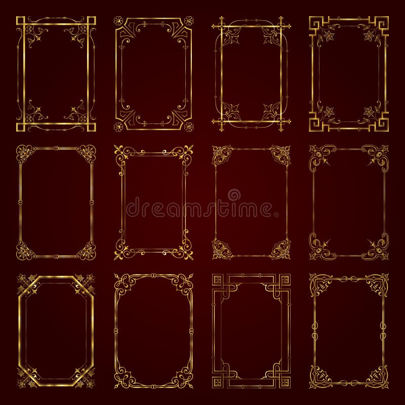 Golden Vintage Decorative Calligraphic Frames - Vector Set Stock Vector ...