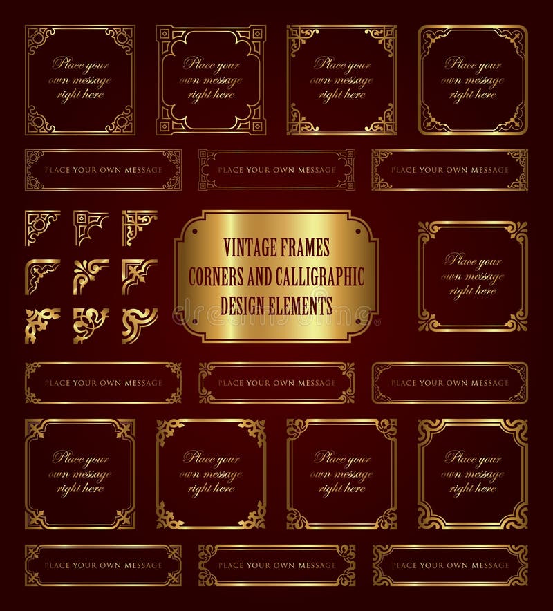 Golden Vintage Frames, Corners and Calligraphic Design Elements Stock ...