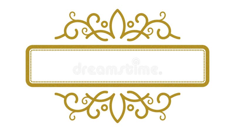 Golden Vintage Rectangular Frame with Ornament from Curly Lines on ...