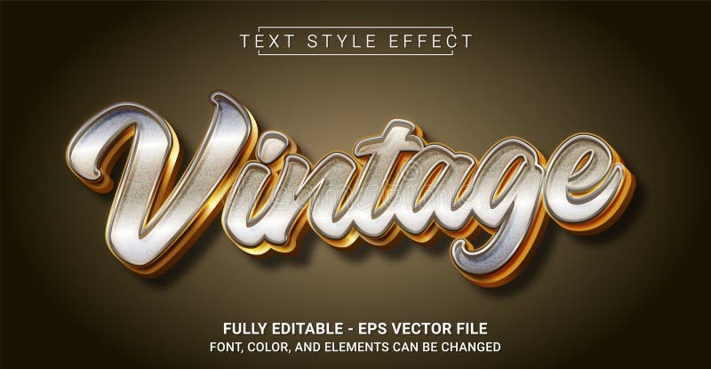 Golden Vintage Text Style Effect. Editable Graphic Text Template Stock ...
