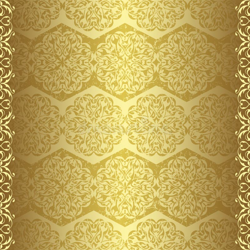 Golden vintage wallpaper stock vector. Illustration of decorative ...