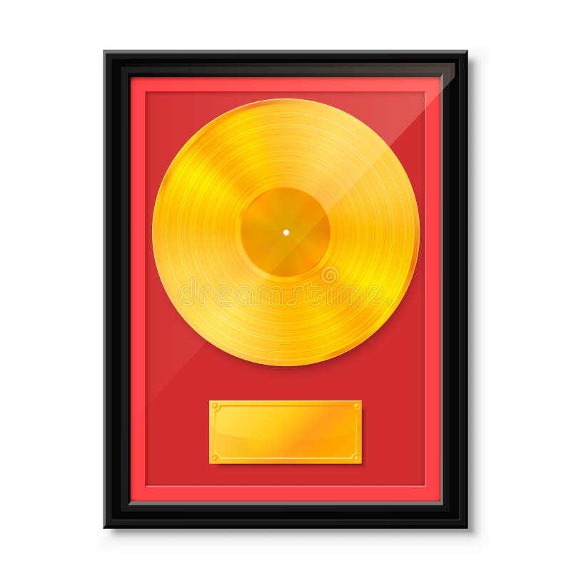 Golden Vinyl In Frame On Wall, Collection Disc Stock Vector ...