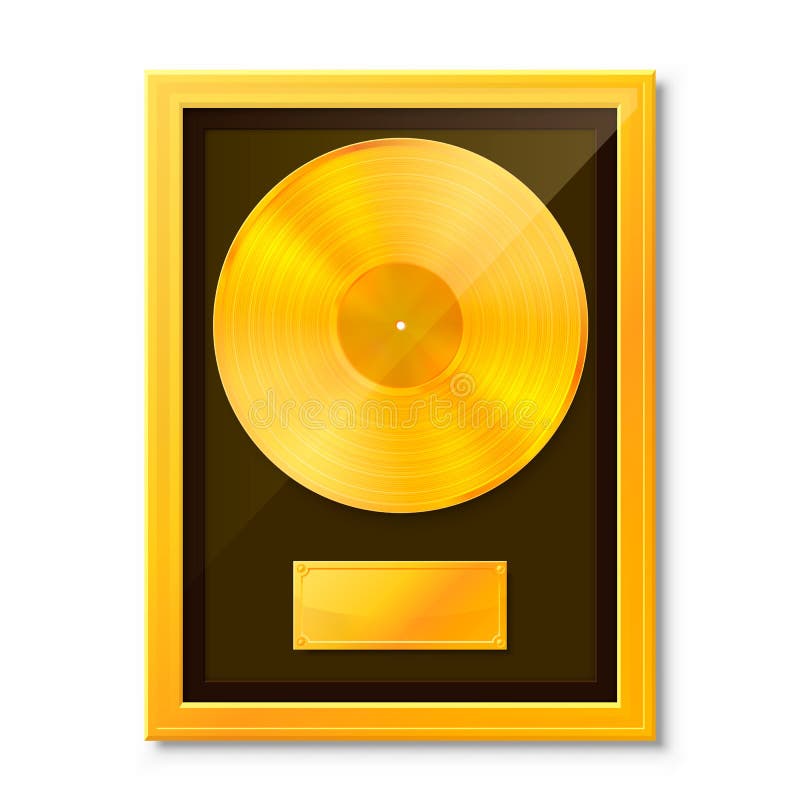 Golden Vinyl in Frame on Wall, Collection Disc Stock Vector ...