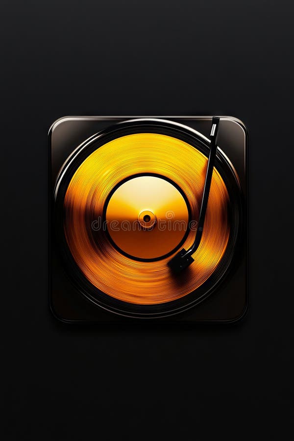 A Golden Vinyl Record Player with a Needle on Top of it Stock Photo ...