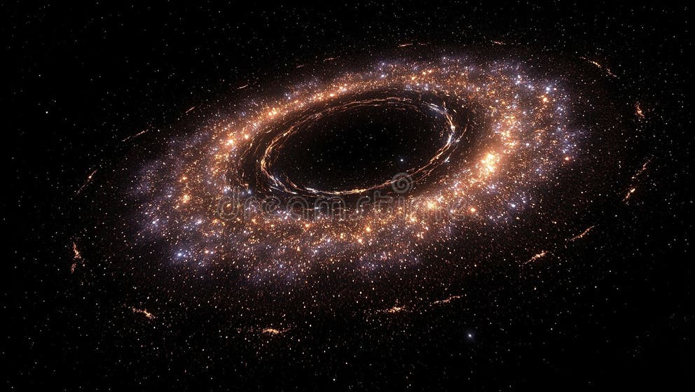 Golden and Violet Spiral Galaxy in Deep Black Void Stock Illustration ...