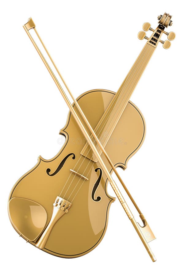 Golden Violin, 3D Rendering Stock Illustration - Illustration of melody ...