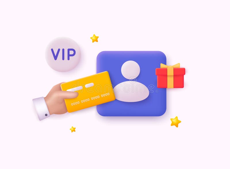 Golden VIP Card Design Template. 3D Web Vector Illustrations Stock ...