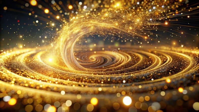 Golden Vortex of Sparkling Dust and Light a Swirling Galaxy of ...