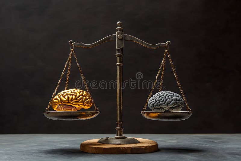Golden Vs Grey Brain on Antique Scales Intelligence, Wisdom, and ...