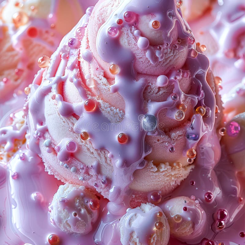 Golden Waffle Cone with Vanilla Ice Cream Splashed by Water Stock Photo ...