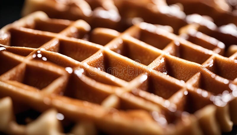 Golden Waffles with Syrup stock image. Image of squares - 348662267