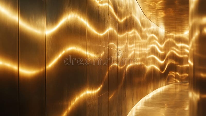 Golden Wall Reflections Interior Corridor Design Stock Illustration ...