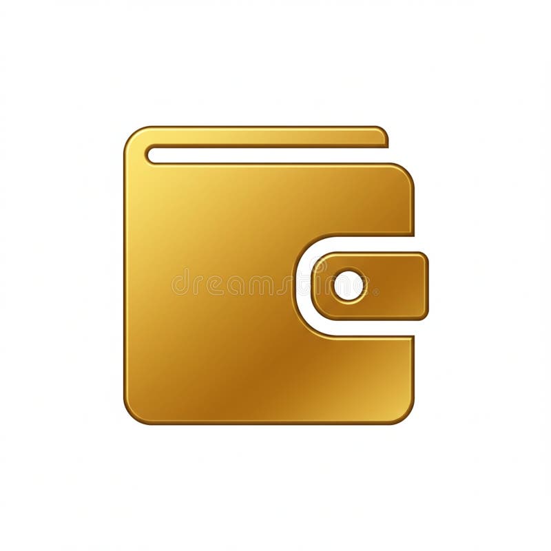 Golden Wallet Icon with a Simple, Minimalist Design. Features a Front ...