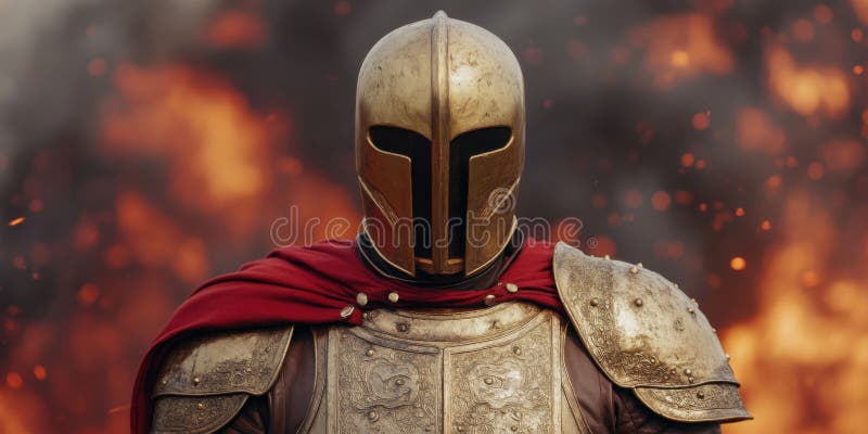 Golden Warrior in Epic Medieval Battle Stock Illustration ...
