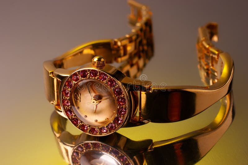 Golden watch stock photo. Image of hand, clock, diamond - 25171484