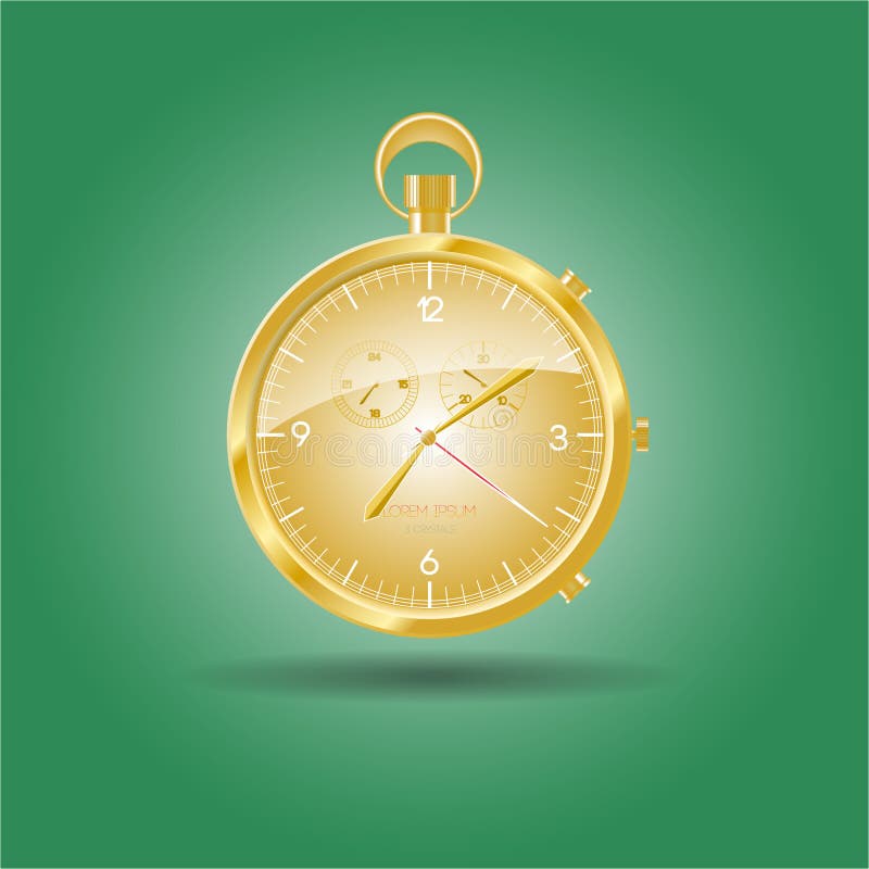 Golden watch stock vector. Illustration of number, gold - 48667580
