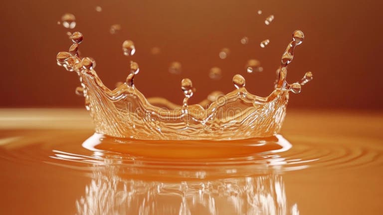 Golden Water Drop Splash Crown Reflection Stock Illustration ...