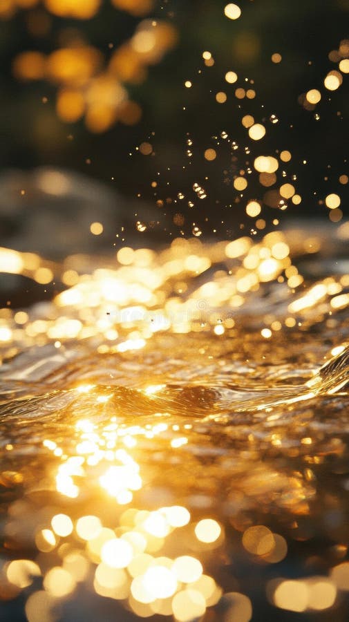 Golden Water Reflections, Abstract Beauty of Sunlight on Water Stock ...