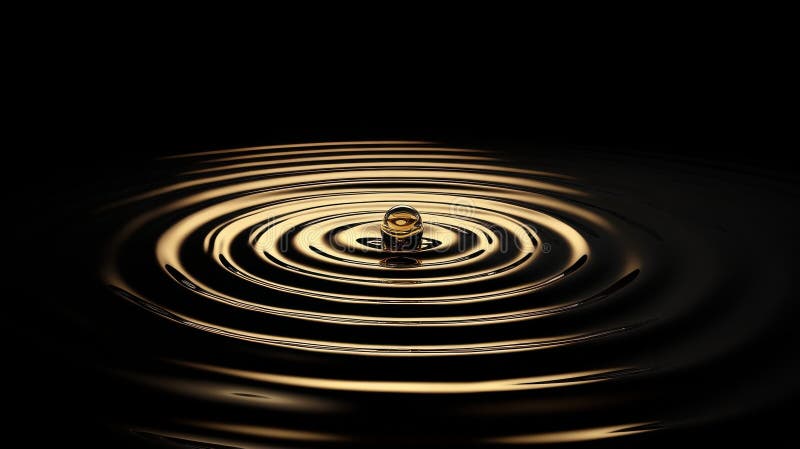 Golden Water Ripple Creating Illuminated Waves in Dark Background ...