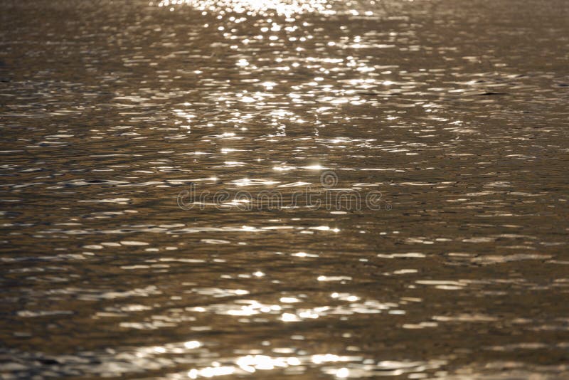 Golden Water with Ripples. Lake at Sunset. Background for Design Stock ...