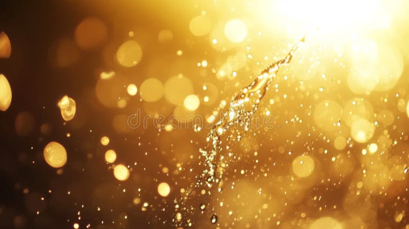 Golden Water Splash with Bokeh Background Stock Illustration ...