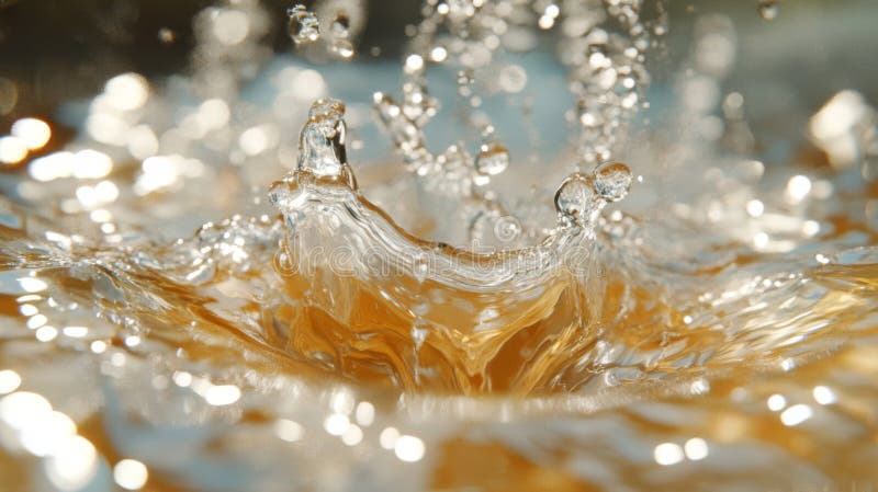 Golden Water Splash Creates Abstract Art Stock Illustration ...