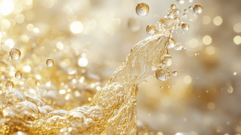Golden Water Splash with Sparkling Background Stock Illustration ...