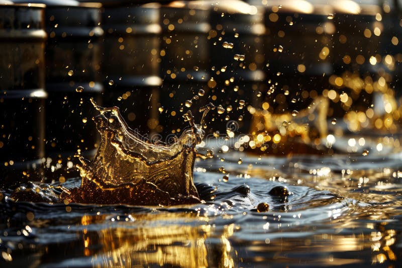 Golden Water Splash at Sunset Stock Image - Image of water, fluid ...
