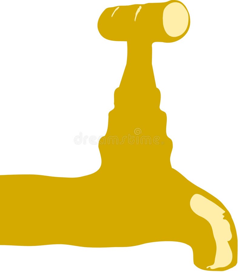Golden Water Tap Vector Illustration Stock Vector - Illustration of ...
